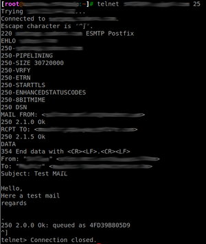 Test SMTP Connection using TELNET